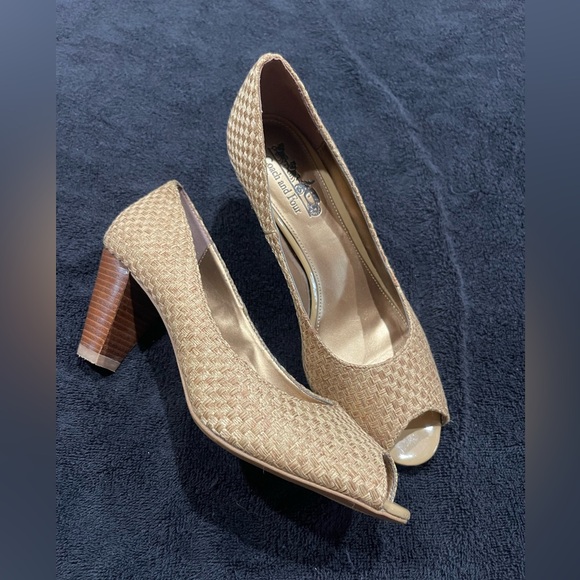 Coach and Four | Shoes | Coach And Four Gold Color High Heels Open Toe ...